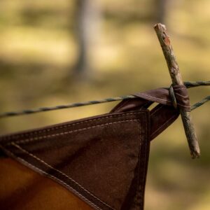 Bushcraftspain Waterproof Oilskin Tarp 8’ x 4’8’’- Brown Waxed Cotton Canvas Shelter for Survival, Bushcraft and Camping - Lightweight - Made in Spain