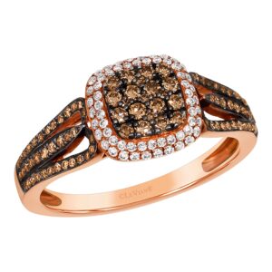 le vian 1/2 carat chocolate and white diamond statement cluster ring for women in 14k rose gold (brown/g-h, vs2-si1, cttw) promise anniversary ring size 7 by levian