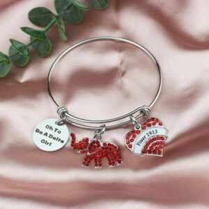 1913 Sorority Bracelet for Women Greek Sorority Paraphernalia Gift Red Elephant Charm Bracelet Sisterhood Graduation Jewelry (OH Elephant)