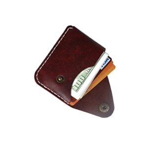 Leather Card Case Wallet with Money Clip Minimalist Simple Thin and Large Capacity Front Pocket Card Holder (maroon)