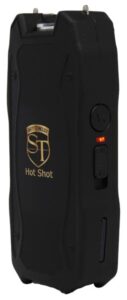 hot shot 90 mil stun gun black with battery meter and flashlight