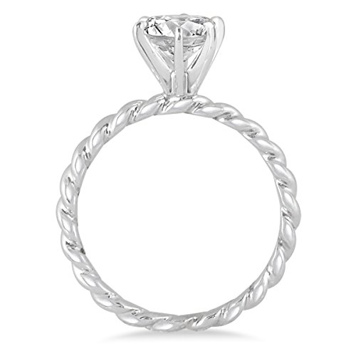 AGS Certified 1 Carat Braided Solitaire Diamond Ring in 14K White Gold (H-I Color, I1-I2 Clarity)