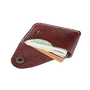 Leather Card Case Wallet with Money Clip Minimalist Simple Thin and Large Capacity Front Pocket Card Holder (maroon)