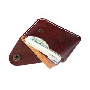 leather card case wallet with money clip minimalist simple thin and large capacity front pocket card holder (maroon)