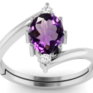 LMDPRAJAPATIS 10.00 Carat Natural Amethyst katela Original 925 Sterling Silver Adjustable Ring For Women