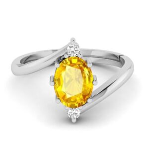 LMDPRAJAPATIS 5.00 Carat Unheated AA+ Quality Natural Yellow Sapphire Pukhraj 925 Sterling Silver Ring for Men And women