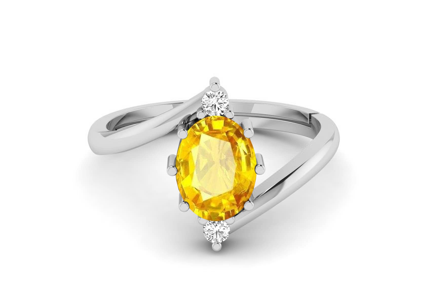 LMDPRAJAPATIS 5.00 Carat Unheated AA+ Quality Natural Yellow Sapphire Pukhraj 925 Sterling Silver Ring for Men And women