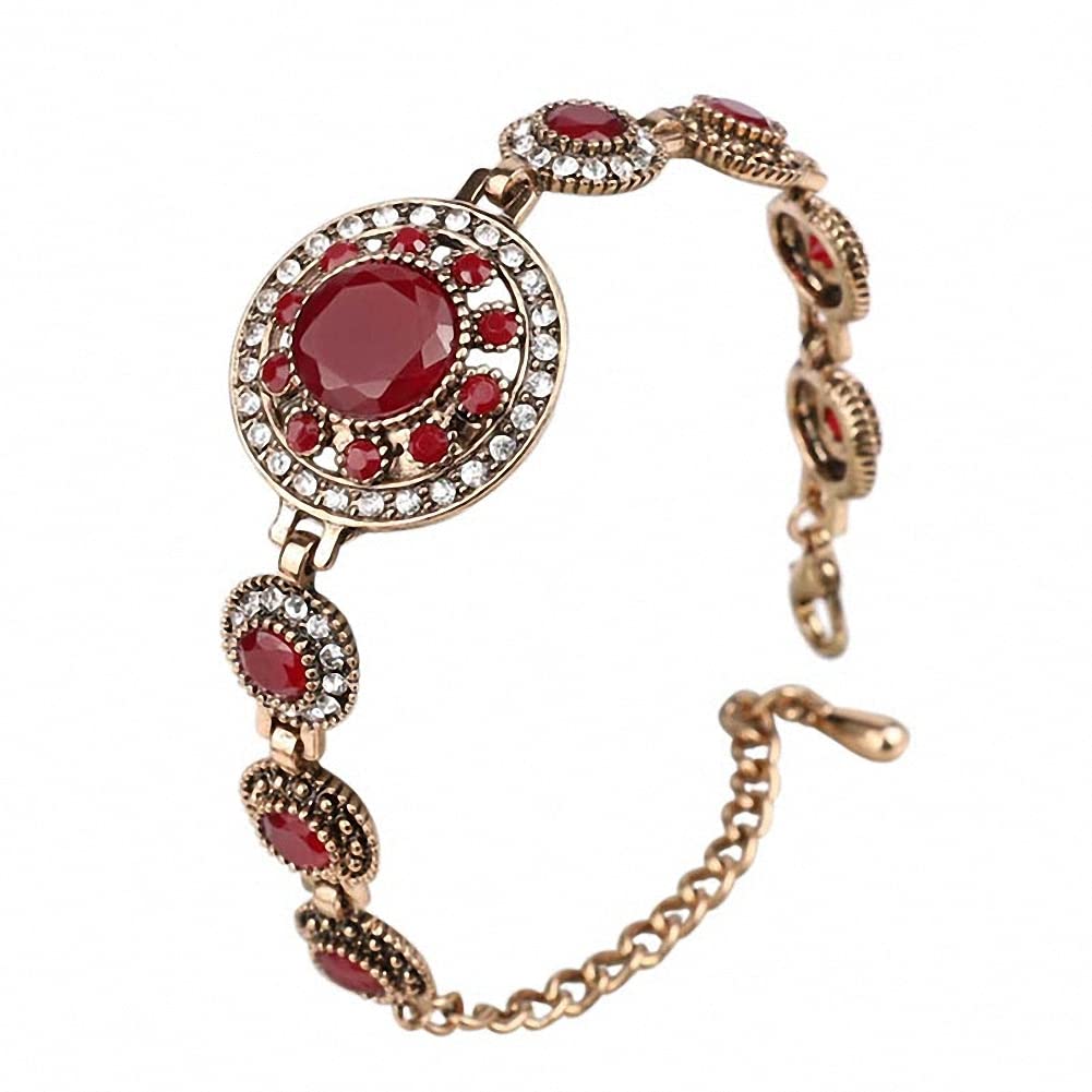 egztika Retro Turkey Jewelry Tibetan Bangle Bohemian Red Stone Gold Color Bracelet for Women Gift