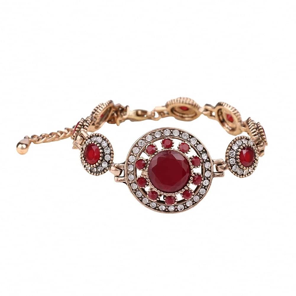 egztika Retro Turkey Jewelry Tibetan Bangle Bohemian Red Stone Gold Color Bracelet for Women Gift