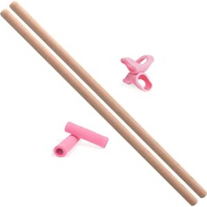 tiydiygo 2pcs yoga rod stick set,portable pilates bar open back corrective hump round wooden stretching tool with buckle for martial artists dancers gymnasts (35.4x0.8inch)