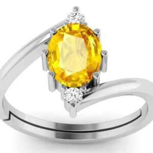 LMDPRAJAPATIS 5.00 Carat Unheated AA+ Quality Natural Yellow Sapphire Pukhraj 925 Sterling Silver Ring for Men And women