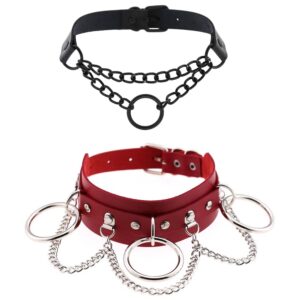 adjustable red fashion women men girls boy cool punk goth leather collar choker necklace