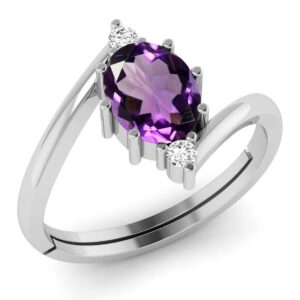 LMDPRAJAPATIS 10.00 Carat Natural Amethyst katela Original 925 Sterling Silver Adjustable Ring For Women