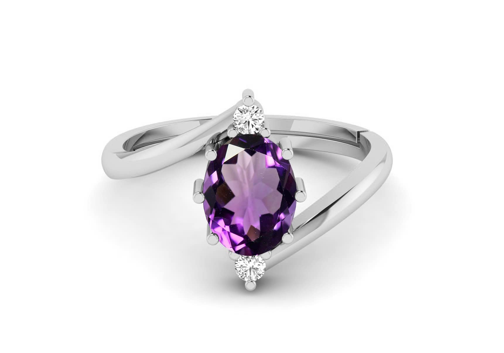 LMDPRAJAPATIS 10.00 Carat Natural Amethyst katela Original 925 Sterling Silver Adjustable Ring For Women