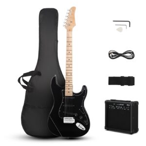 ktaxon 39 inch electric guitar kit, full-size beginner solid body sss pickups guitar kit with gig bag, 20w amplifier, strap, tremolo bar, & cable