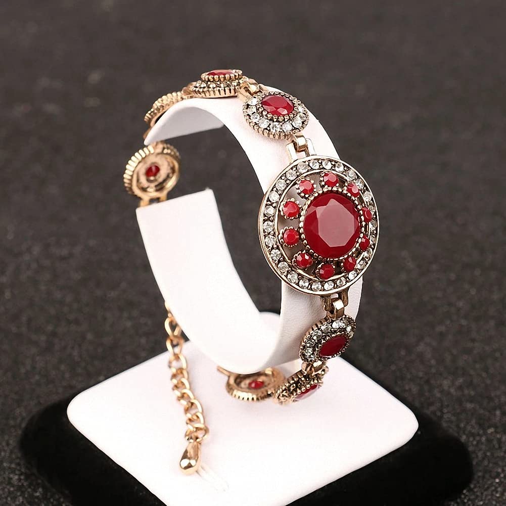 egztika Retro Turkey Jewelry Tibetan Bangle Bohemian Red Stone Gold Color Bracelet for Women Gift