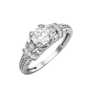 MOONEYE 5 MM Round Shape Moissanite Diamond Mother's Day Ring in 925 Sterling Silver Blossom Design (Silver, 6)