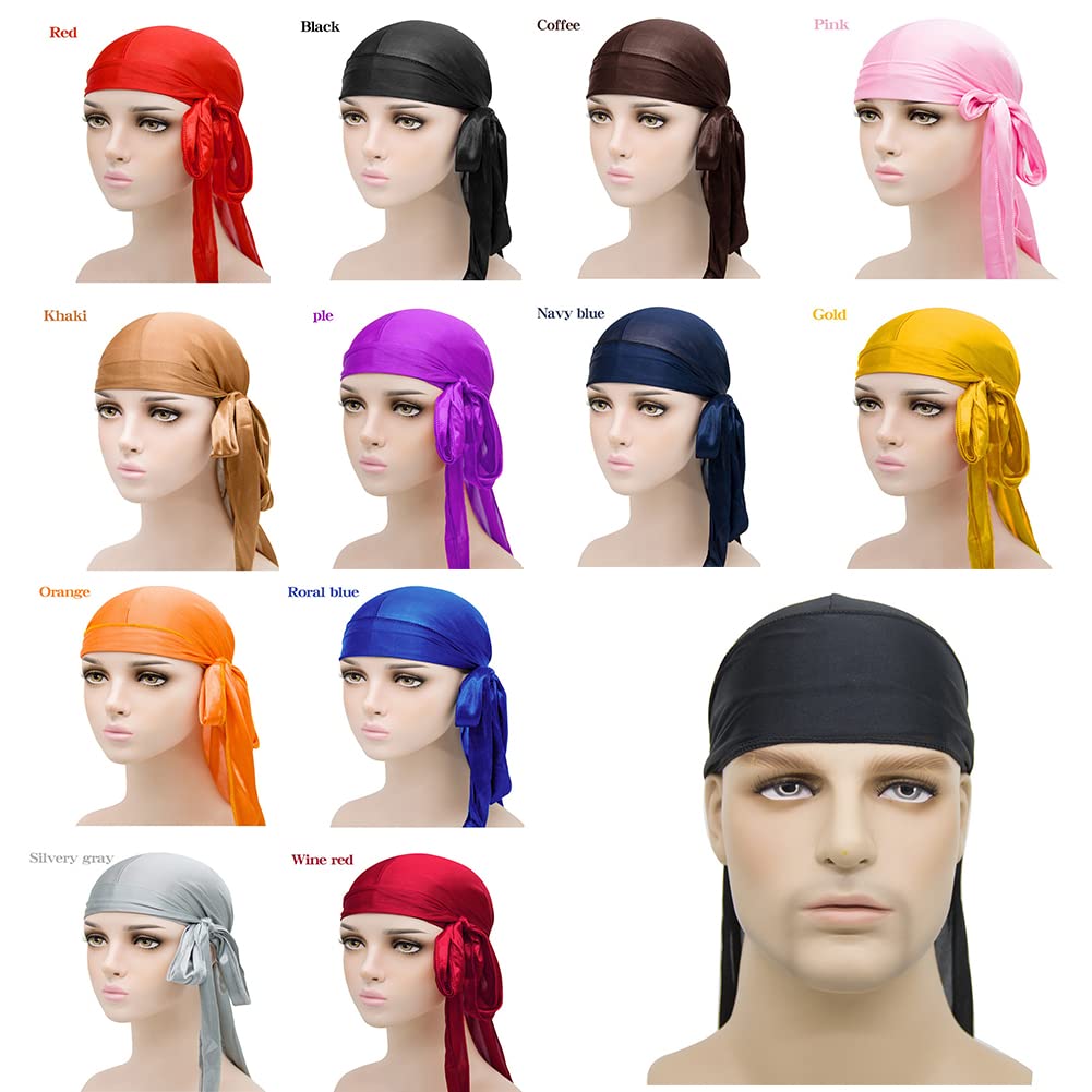 TEAMAET 6 Pieces Silky Durags for Women,Men Satin Durag 6 Colors Doorag Headscarf,beanies, woman durags