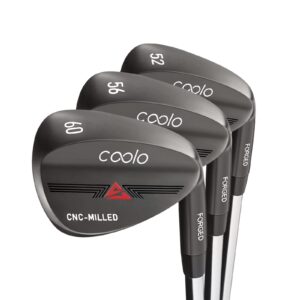 coolo milled golf wedges for high and mid handicappers, men right handed, 52/56/60 degree（52/56/60 set, black satin）