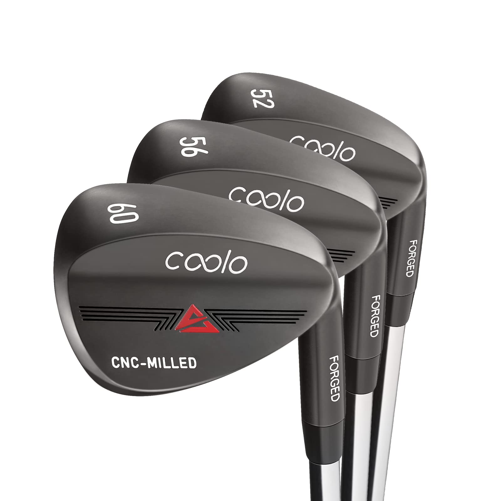 COOLO Milled Golf Wedges for High and Mid Handicappers, Men Right Handed, 52/56/60 Degree（52/56/60 Set, Black Satin）