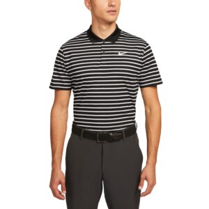 nike dri-fit victory men's striped golf polo shirt (as1, alpha, xx_l, big, regular, black/white, xx-large)