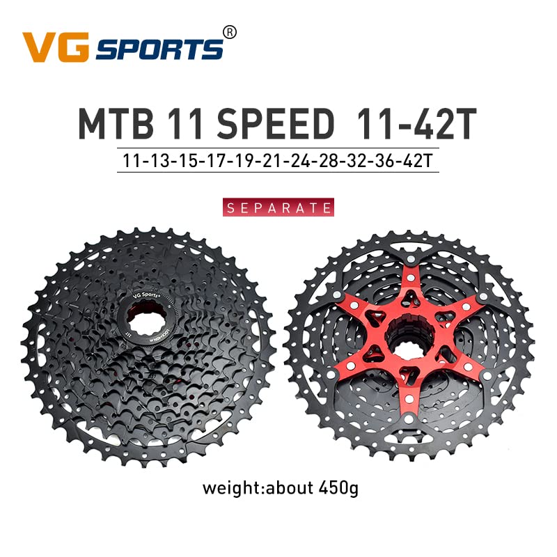 VG SPORTS 11 Speed Bicycle Cassette 11-40T/11-42T/11-46T/11-50T/11-52T, Lightweight Aluminum Split Cassette, CNC Integrated Hollow, for Mountain Bike…