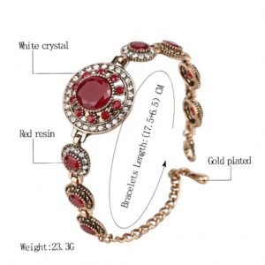 egztika Retro Turkey Jewelry Tibetan Bangle Bohemian Red Stone Gold Color Bracelet for Women Gift