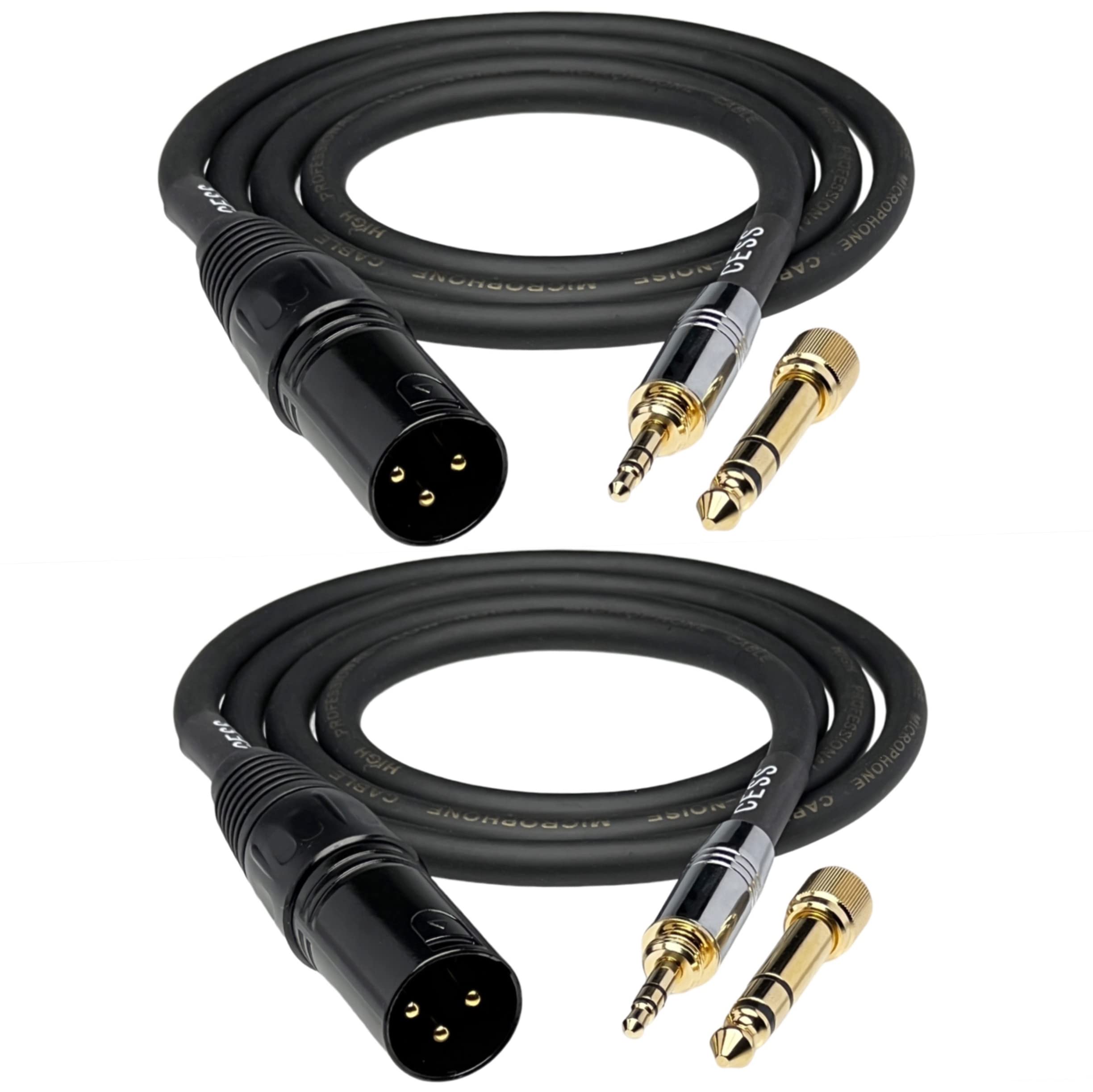 CNCESS CESS-207-3f 3 Pin XLR Male to 3.5mm Stereo Plug Cable with 6.35mm Adapter - Versatile Audio Connection, Compatible with Both 3.5mm and 6.35mm Jacks, Durable and Flexible (3 Feet)