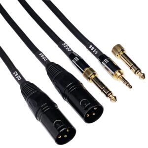 CNCESS CESS-207-3f 3 Pin XLR Male to 3.5mm Stereo Plug Cable with 6.35mm Adapter - Versatile Audio Connection, Compatible with Both 3.5mm and 6.35mm Jacks, Durable and Flexible (3 Feet)