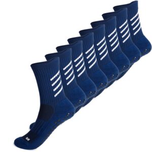 gogogoal anti-slip sports sock for kids youth boy girl toddler baby non skid slipper sock trainning sock for soccer basketball tennis navy m 4p