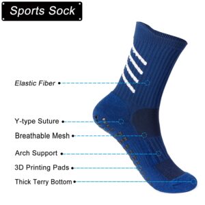 GOGOGOAL Anti-slip Sports Sock for Kids Youth Boy Girl Toddler Baby Non skid Slipper Sock Trainning Sock for Soccer Basketball Tennis Navy M 4P