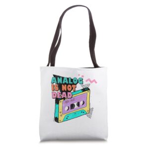 vintage retro 80s 90s analog is not dead cassette tape tote bag