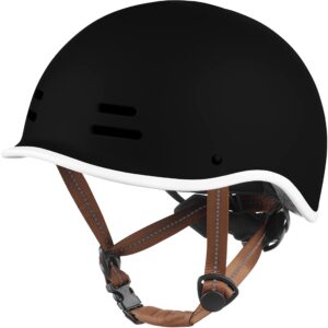 Retrospec Remi Kids' Bike Helmet for Youth Boys & Girls- Bicycle Helmet with Built-in Visor and Adjustable Reflective Straps for Skateboarding, Scooters, Rollerblading - Matte Black - 49-53cm