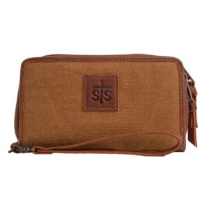 sts ranchwear high plains kacy organizer ladies cotton clutch tan os