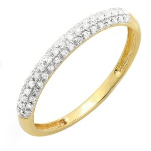 dazzlingrock collection 0.25 carat (ctw) round lab grown white diamond stackable wedding band for her in 10k yellow gold size 5.5