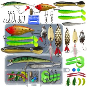 uperuper fishing lures kit set, baits tackle including crankbaits, topwater lures, spinnerbaits, worms, jigs, hooks, tackle box and more fishing gear lures for bass trout