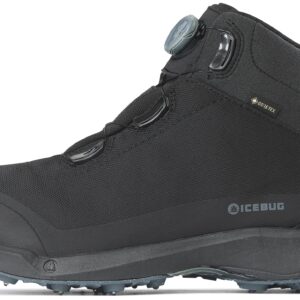 Icebug Mens Stavre BUGrip GTX Hiking Boot with Carbide Studded Traction Sole, Black/Petroleum, 10.0