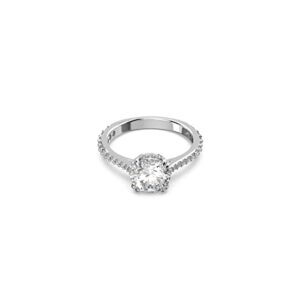 swarovski stilla ring, clear stones on a rhodium finish setting, part of the stilla collection, eu size 52; us size 6