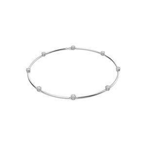 swarovski constella all-around necklace with white circle cut crystals on a rhodium finish setting, part of the constella collection