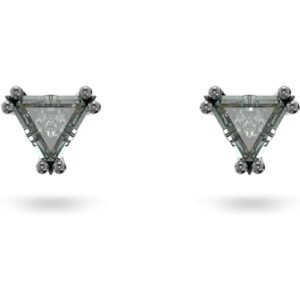 swarovski stilla stud earrings, triangle cut crystal, black, ruthenium plated