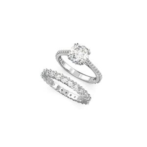 swarovski stilla ring set, zirconia, rhodium finish, size 6