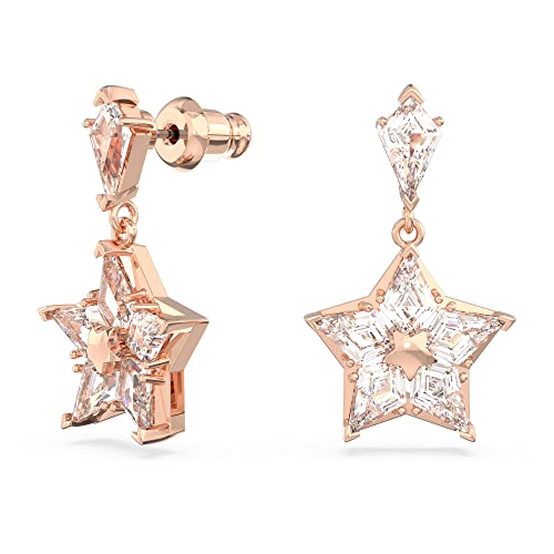 Swarovski Stella drop earrings, Kite cut, Star, White, Rose gold-tone plated