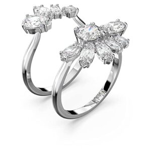 Swarovski Gema cocktail ring, Flower, White, Rhodium plated