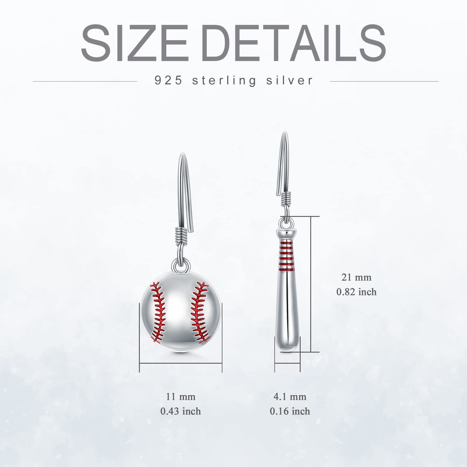 Baseball Earrings for Women Sterling Silver Baseball Bat Earrings Sport Lover Jewelry Gifts for Women Baseball Player