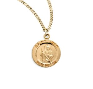 the christian world patron saint jude gold over sterling silv. religious medal pendant necklace vbn-fh-6158