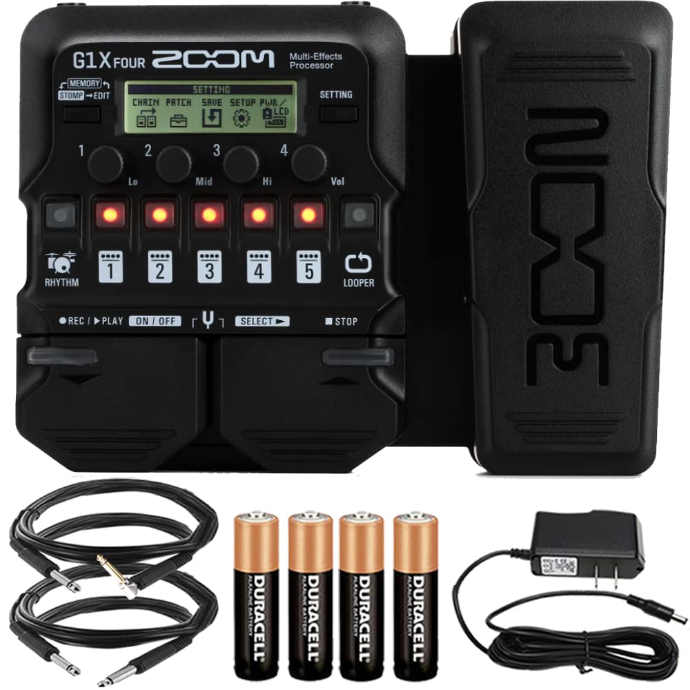 Zoom G1X Four Guitar Multi-Effects Processor with cables and power supply Accessory Kit