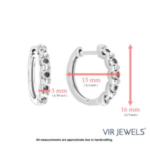 Vir Jewels 1/10 cttw Black Diamond Hoop Earrings .925 Sterling Silver 10 Stone Prong 2/3 Inch