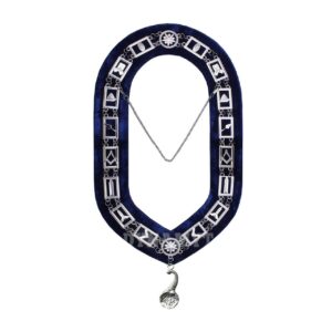 Masonic Regalia Blue Officer Silver Metal Chain Collars with Jewels 12 PCS