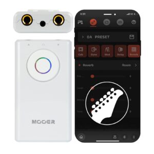 mooer prime p1 intelligent lvory white guitar & bass multi effects processor rechargeable, bluetooth, wireless, portable guitar jamming, practice tool