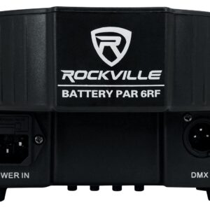 (2) Rockville Battery PAR 6RF Rechargeable Wireless DMX Lights+RF Remotes+Bag